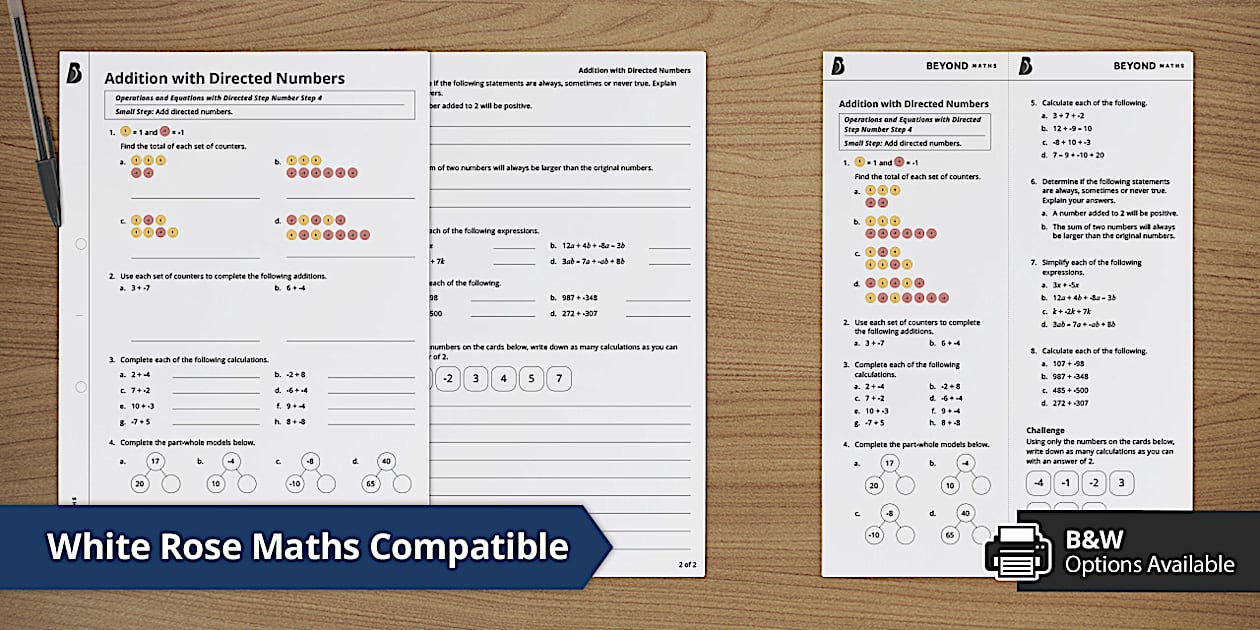 👉 Addition with Directed Numbers (teacher made) - Twinkl