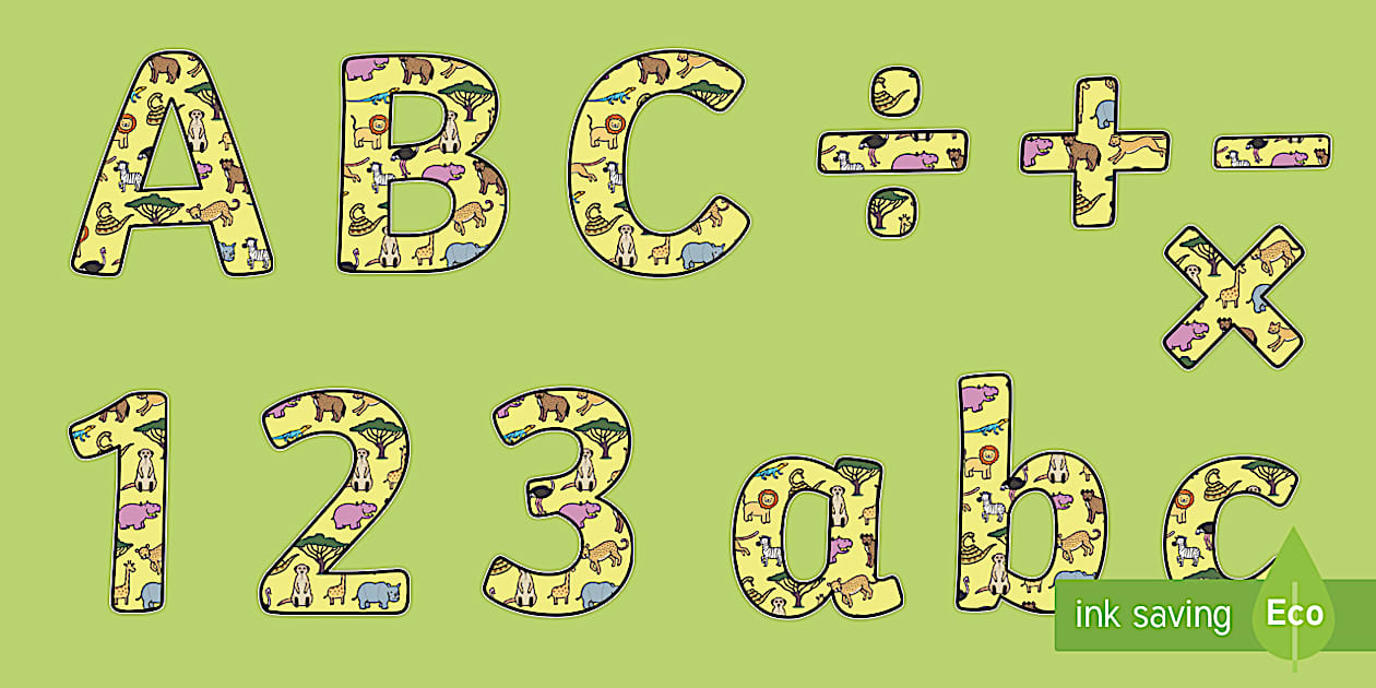 Animals from African Countries Display Lettering - Africa Display Border