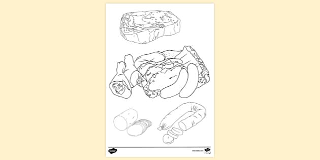 Colouring Page of Meat - KS1 Resources (teacher made)
