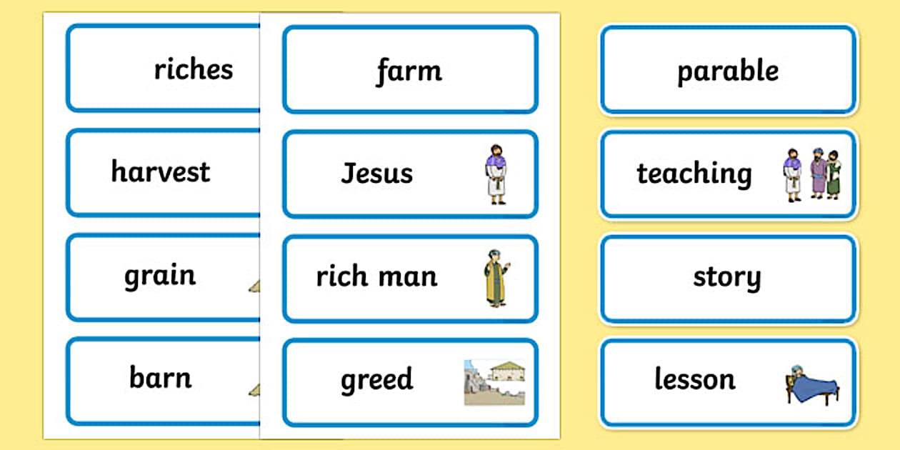 Cursive The Rich Fool Word Cards (professor feito) - Twinkl