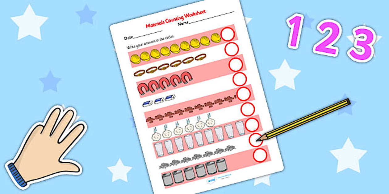 Materials Counting Worksheet (teacher made) - Twinkl
