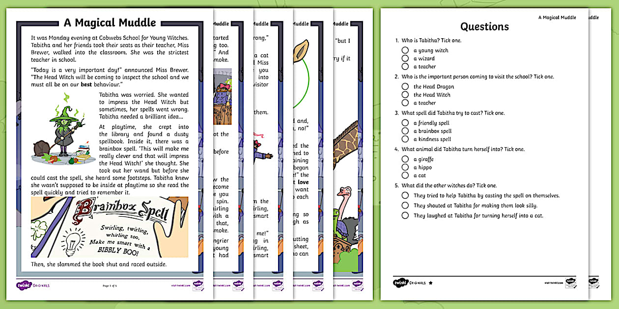 Editable A Magical Muddle Differentiated Reading Comprehension Activity