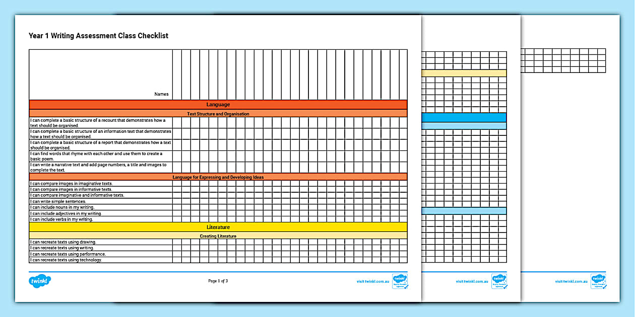 Victorian Curriculum Year 1 Writing ‘I can’ Statements