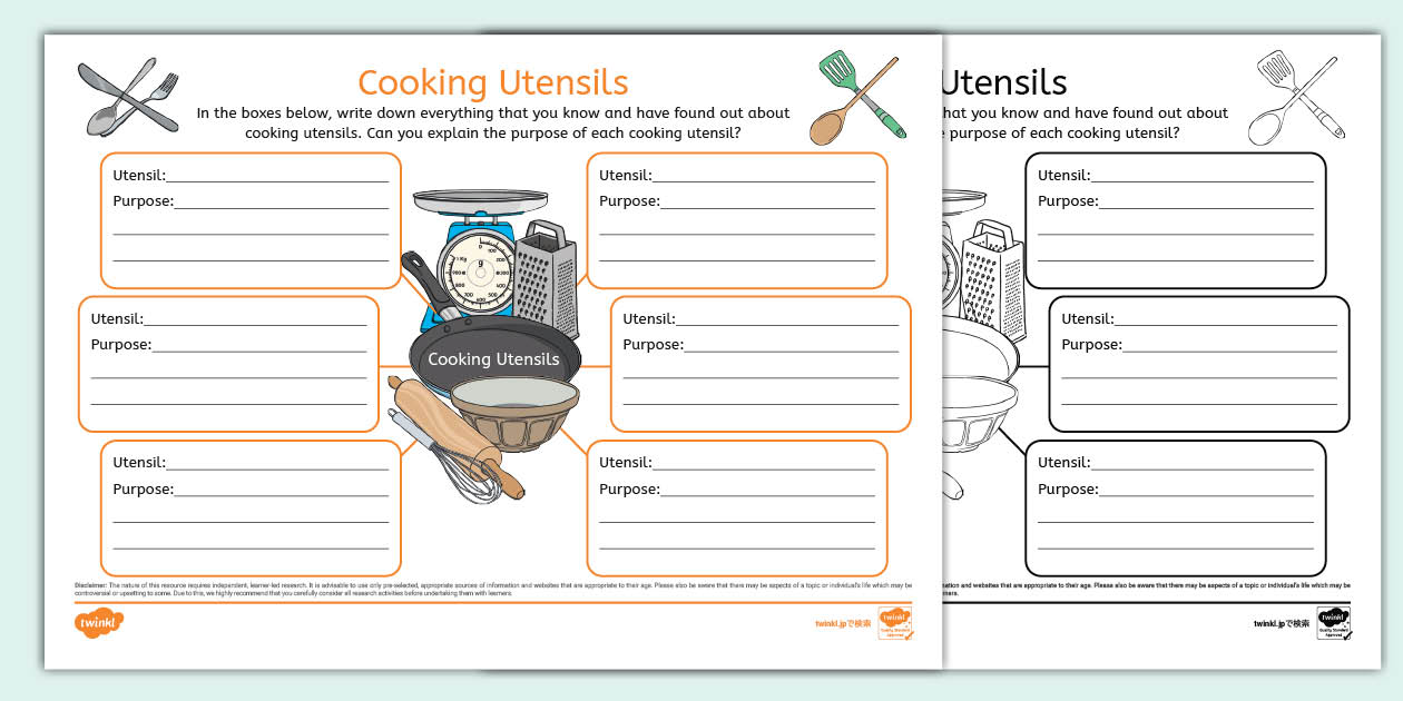 Cooking Utensils Mind Map (teacher made) - Twinkl
