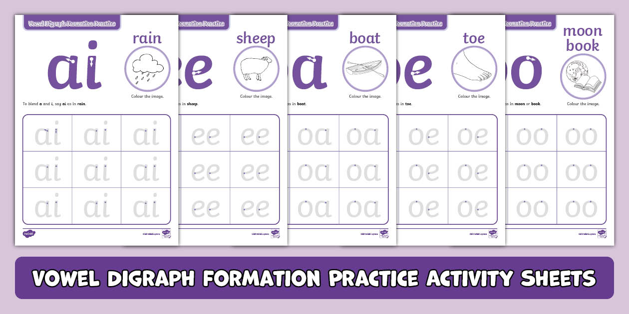 Vowel Digraph Formation Practice Activity Sheets