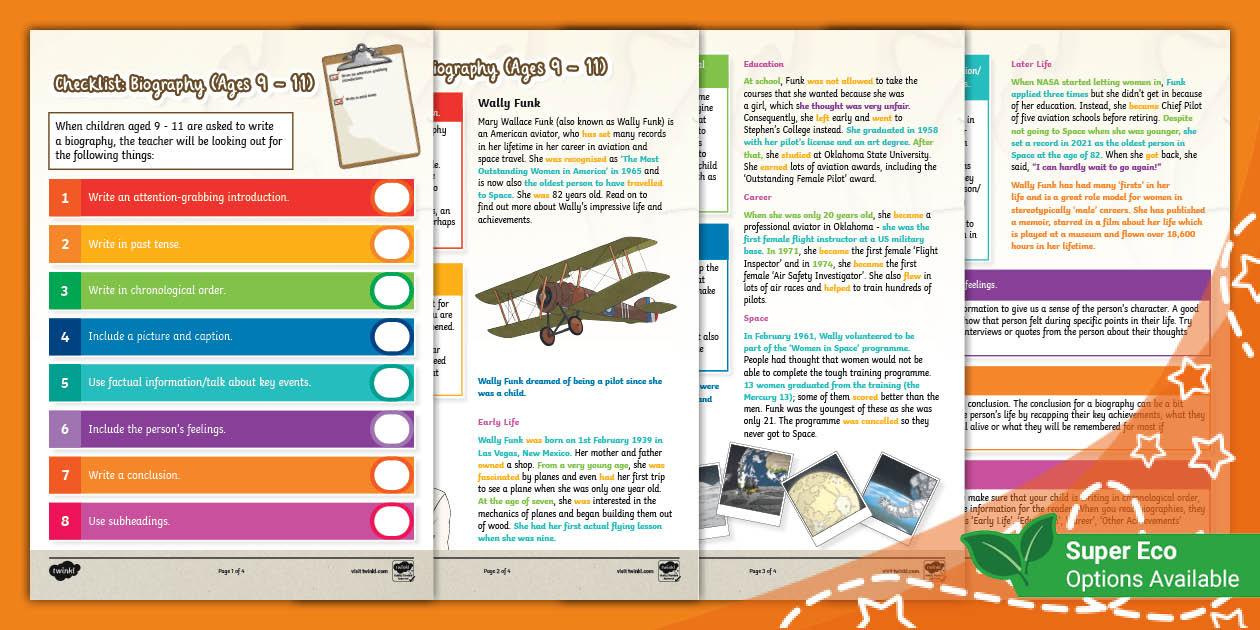 Example Text: Biography (Ages 9 - 11) (teacher made)