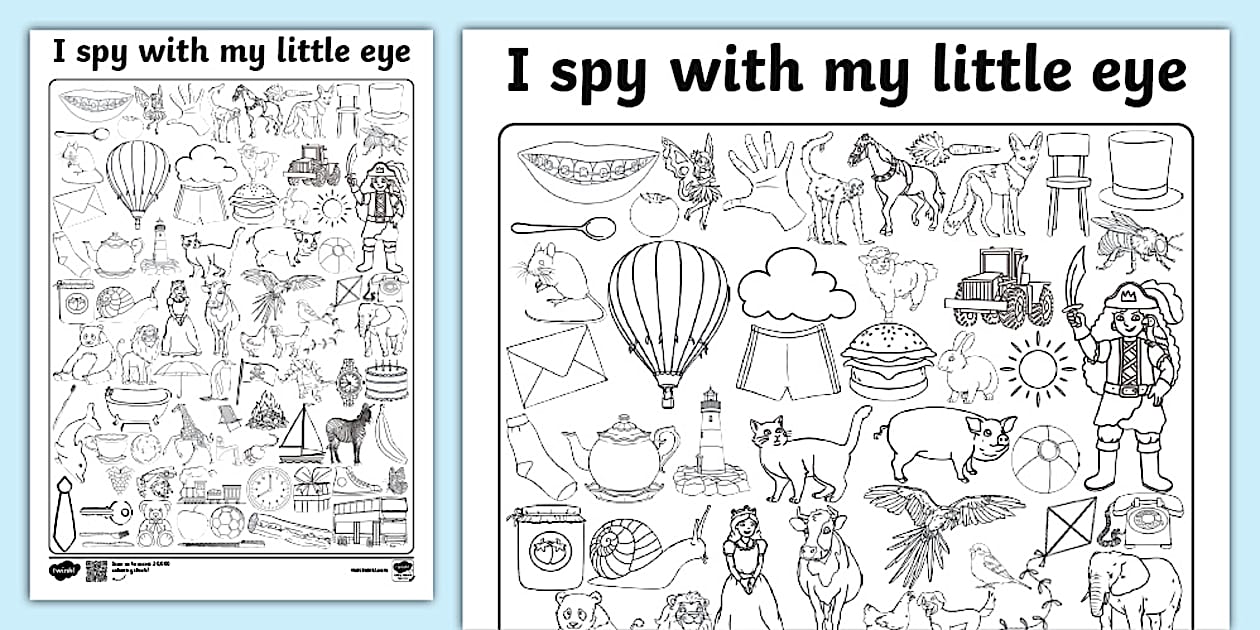 I Spy With My Little Eye Colouring Worksheet - Twinkl