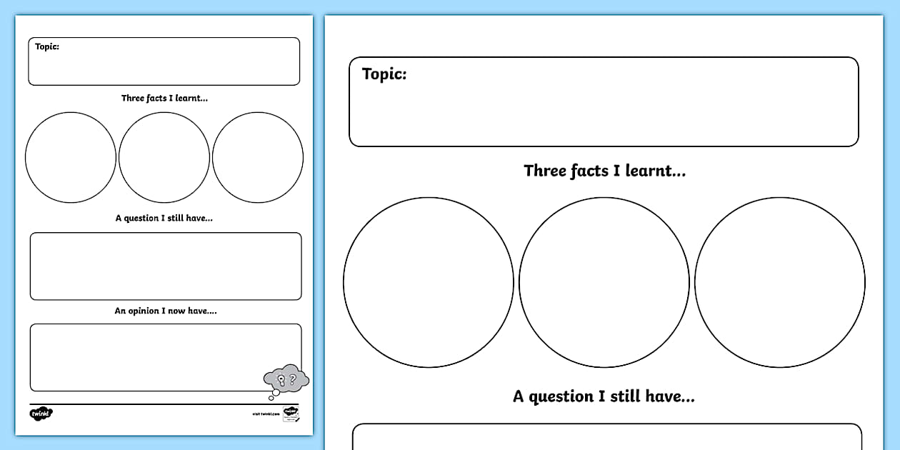 Topic Write Up Sheet (Hecho por educadores) - Twinkl