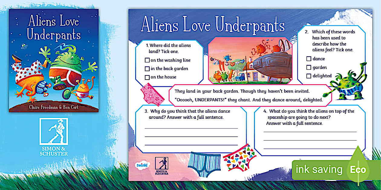 FREE! - Aliens Love Underpants Reading Comprehension Mat [Ages 5-7]