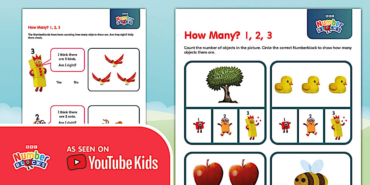 Numberblocks: How Many? 1, 2, 3 Activity (teacher made)
