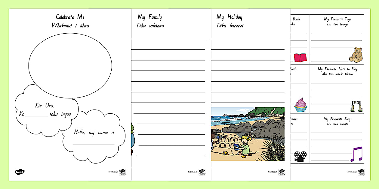 ECE Portfolio Worksheet / Worksheets Te Reo Maori/English