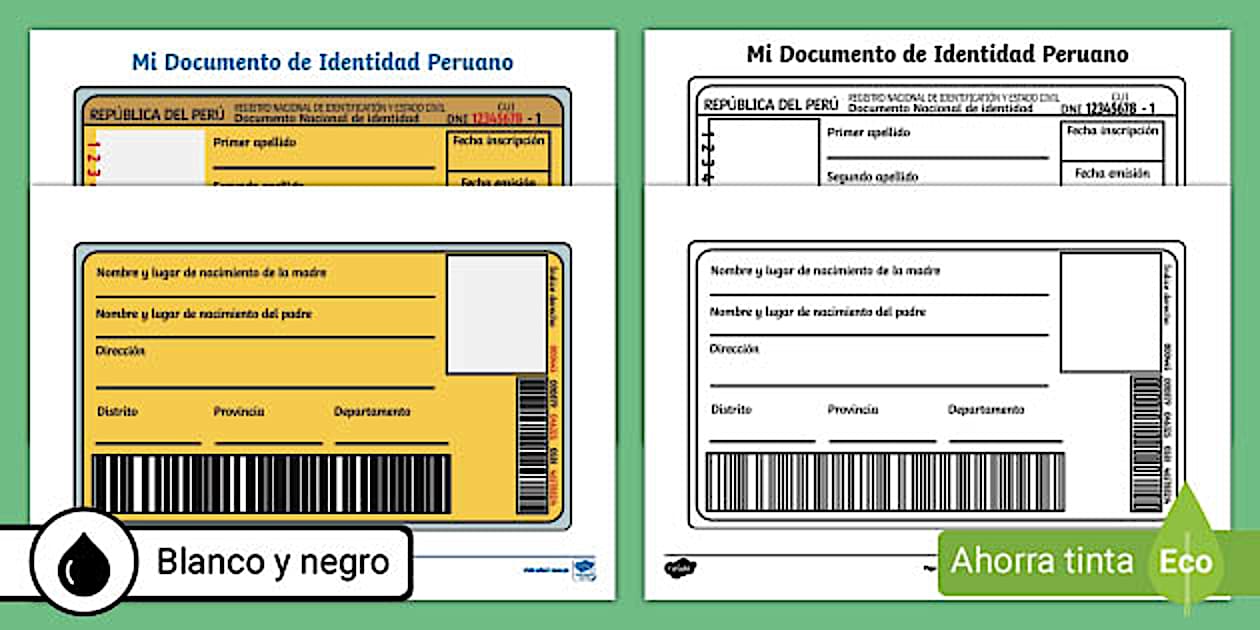 Plantilla DNI para niñas y niños | Twinkl Perú - Twinkl