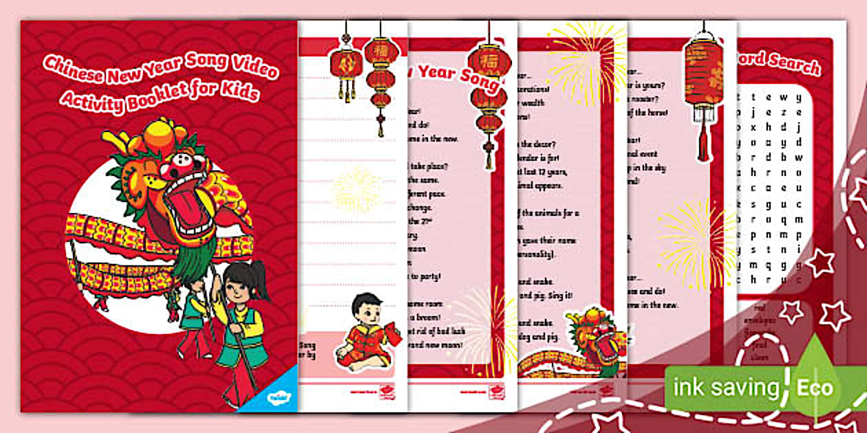 Chinese New Year Song Video Activity Booklet for Kids