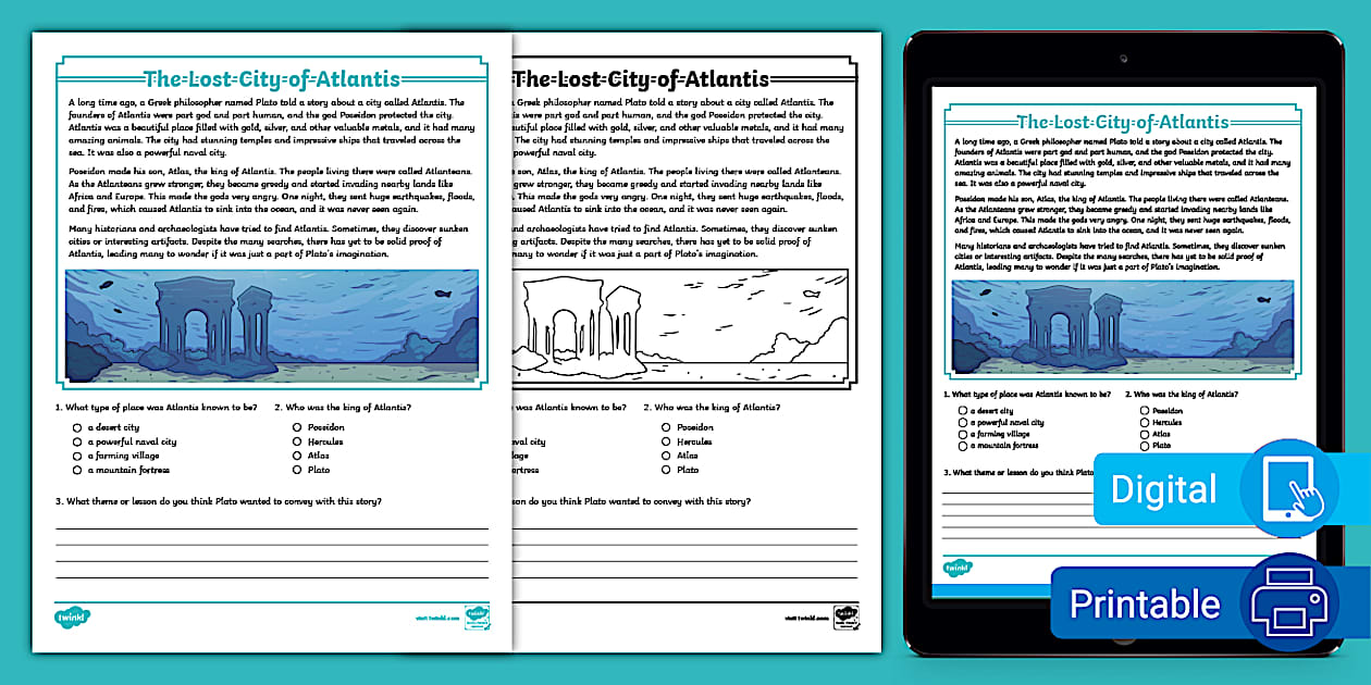 Fifth Grade The Lost City of Atlantis Reading Comprehension