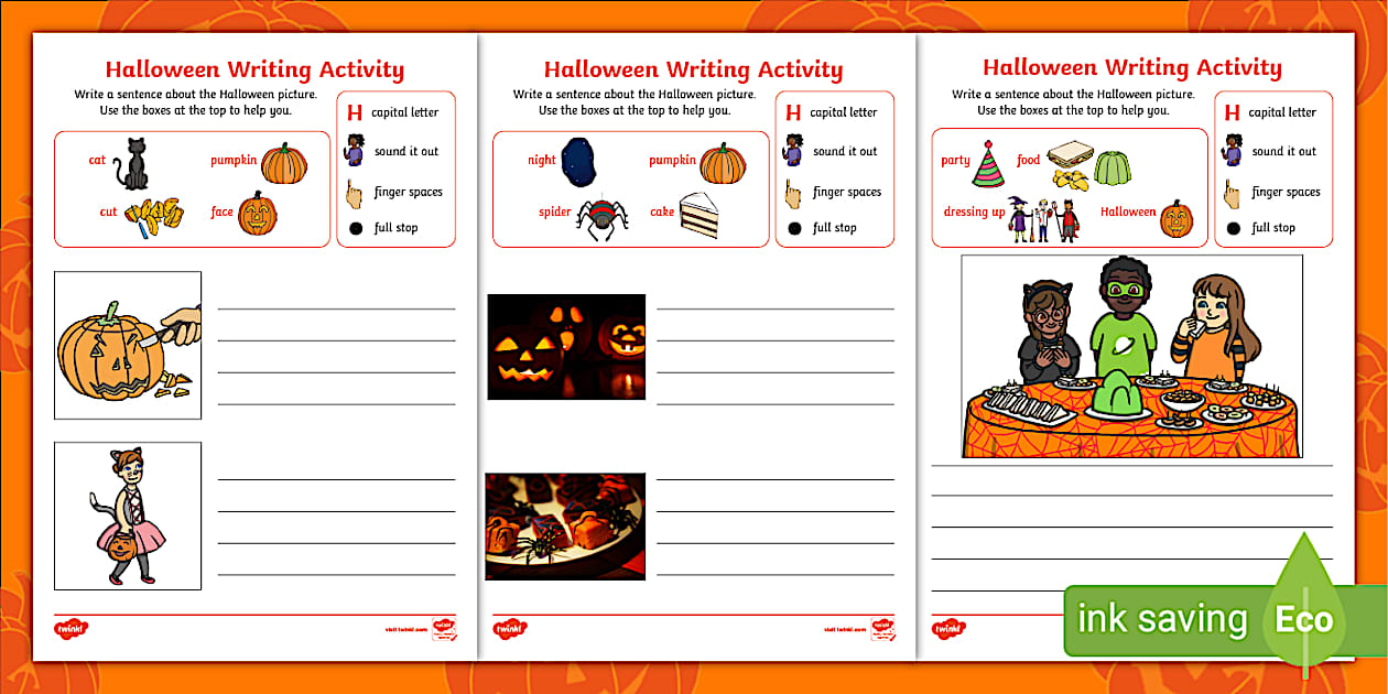 Halloween Early Writing Activities (Teacher-Made) - Twinkl
