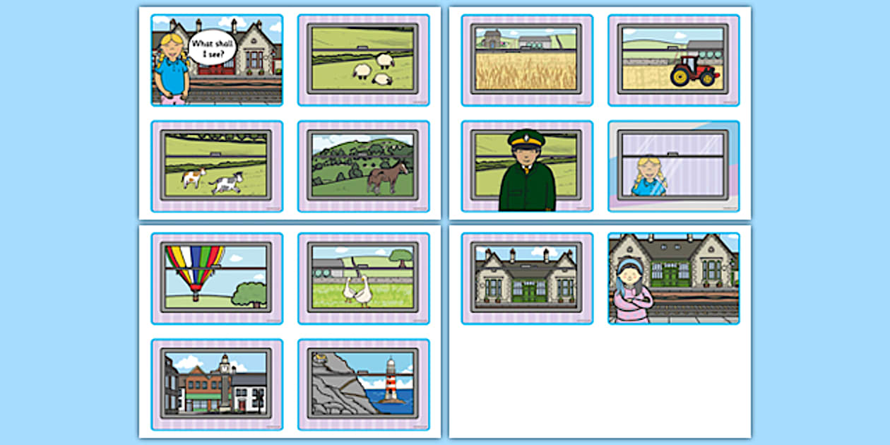 Editable The Train Ride Story Sequencing (4 per A4) - Twinkl