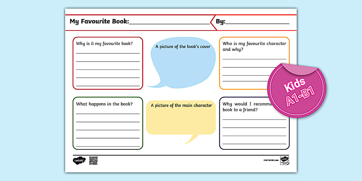 ESL My Favourite Book Worksheet (teacher made) - Twinkl