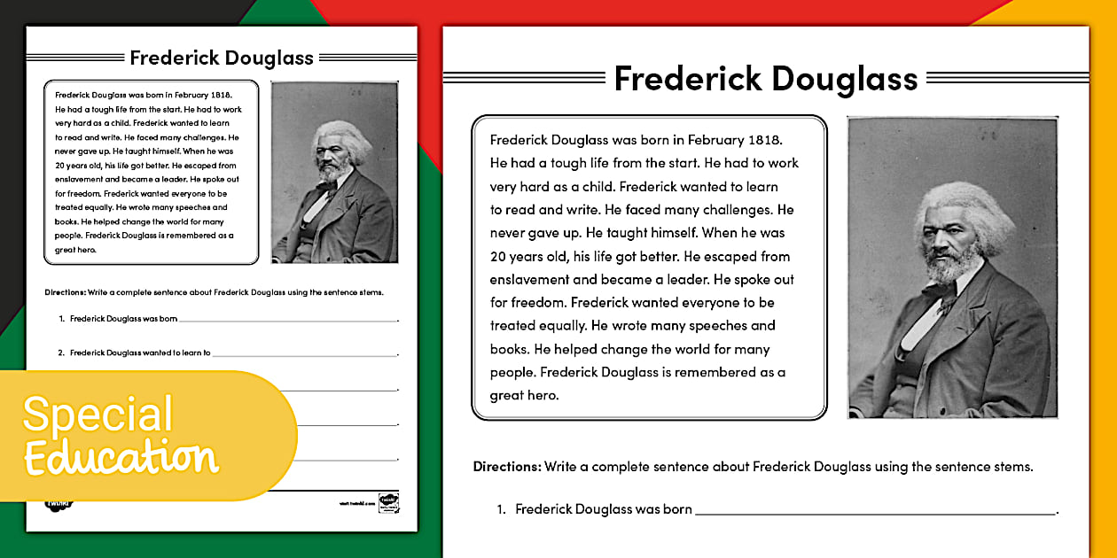 Frederick Douglass Writing Worksheet With Sentence Stems