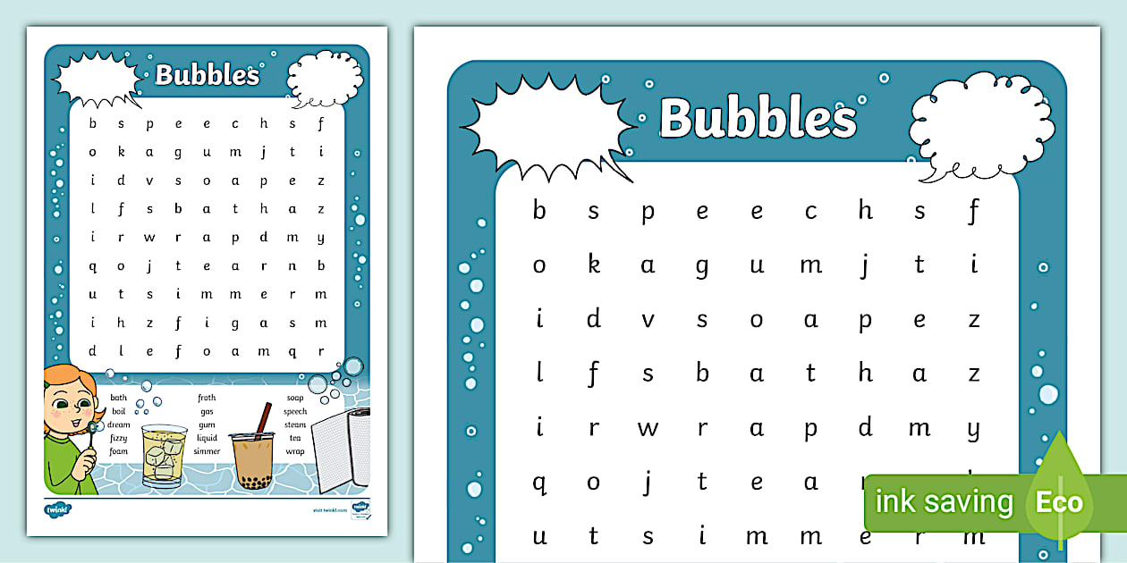 Bubbles Word Search (professor feito) - Twinkl