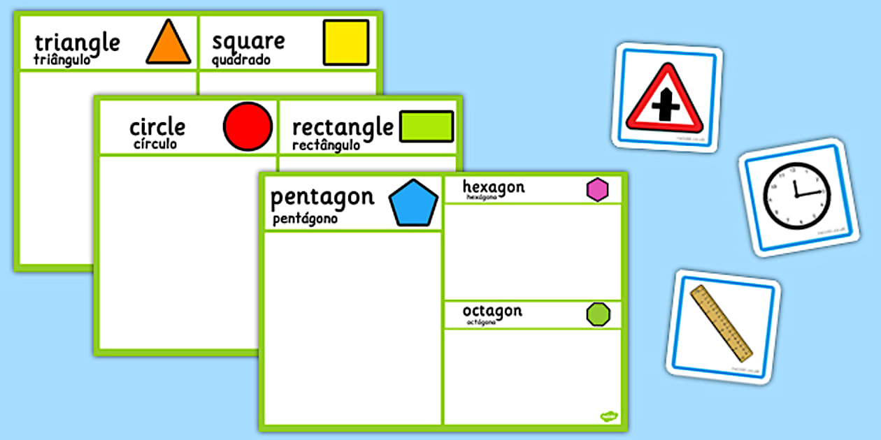 Black and White 2D Shape Sorting Activity Portuguese Translation