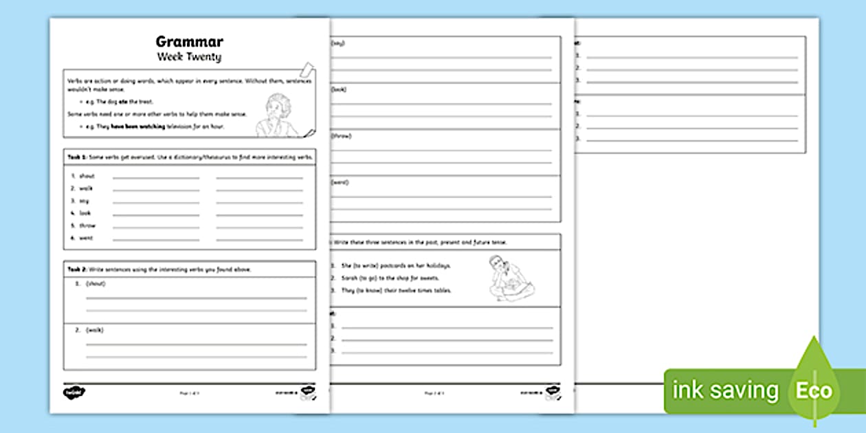 Grammar Homework Week Twenty - Worksheet (teacher made)