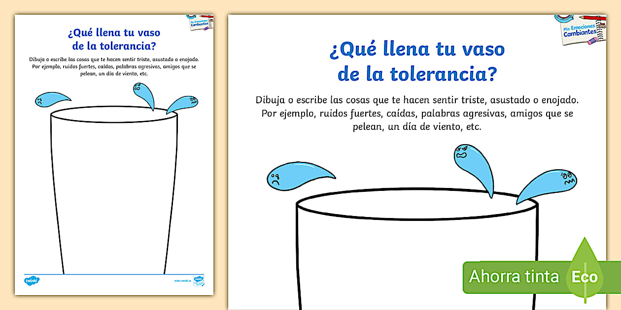 El vaso de la tolerancia - "Mis Emociones Cambiantes"- Guía de trabajo