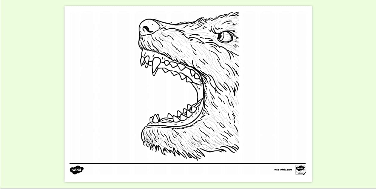 Snarling Dog Colouring Sheet | Colouring Sheets - Twinkl