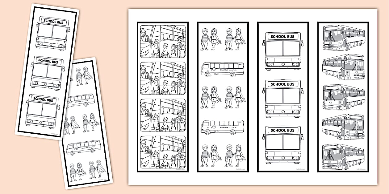 School Bus Coloring Bookmarks (teacher made) - Twinkl