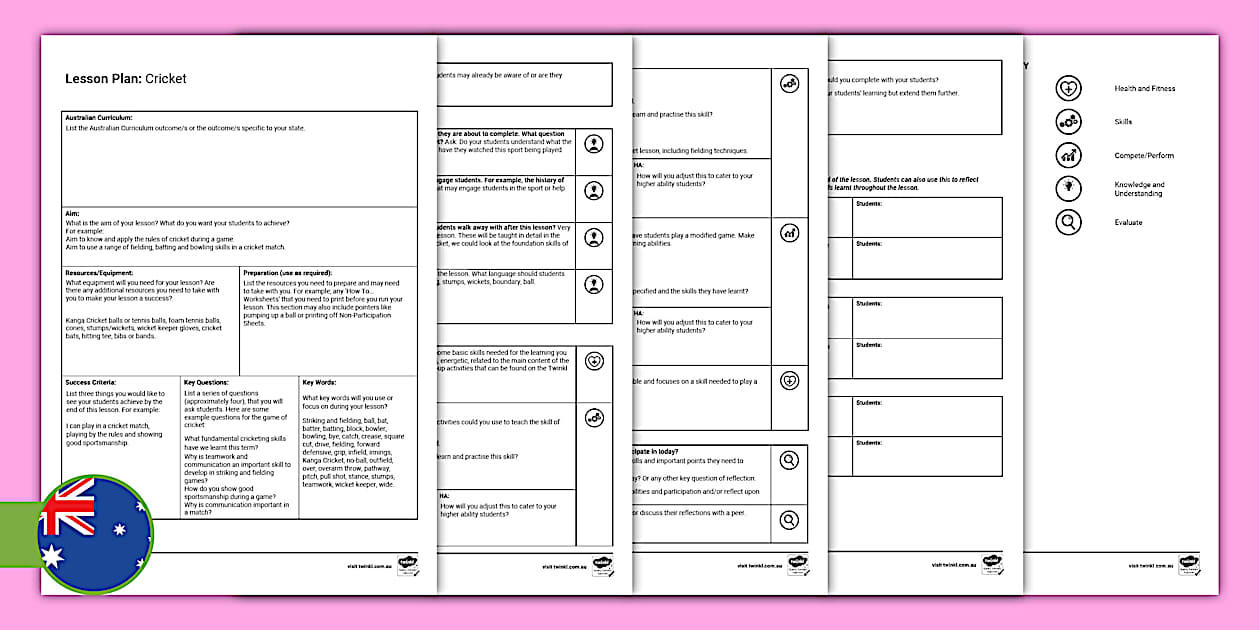 Cricket Session Plan Template | PE Planning Resources