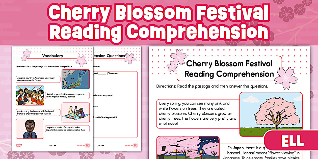 Cherry Blossom Festival Reading Comprehension Worksheet