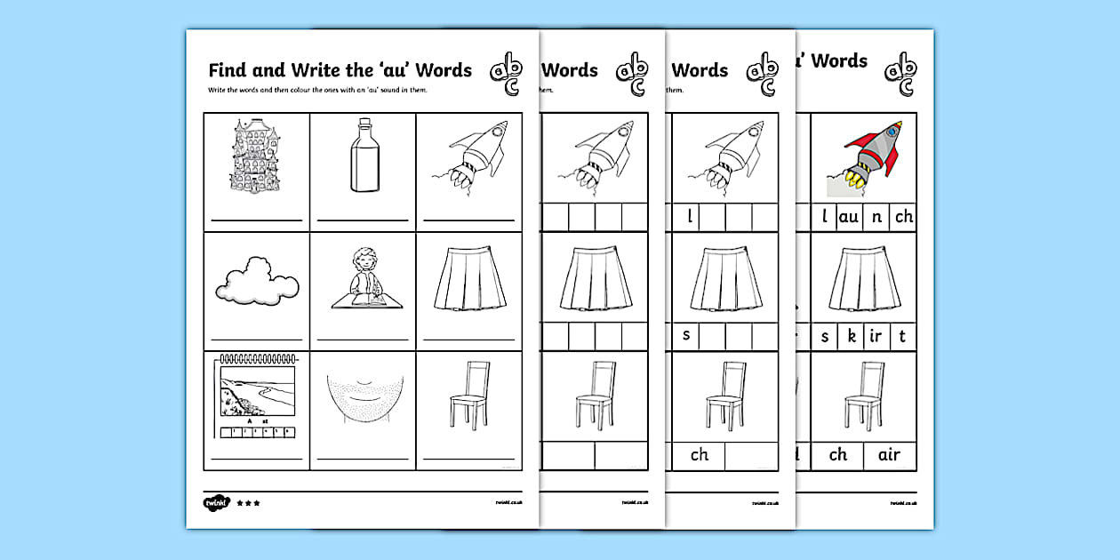 Editable Find and Write the au Words Differentiated Worksheets