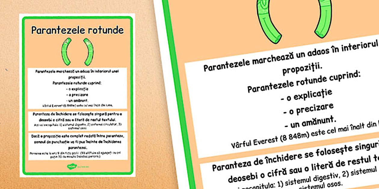 Paranteze rotunde - Planșă informativă (teacher made)