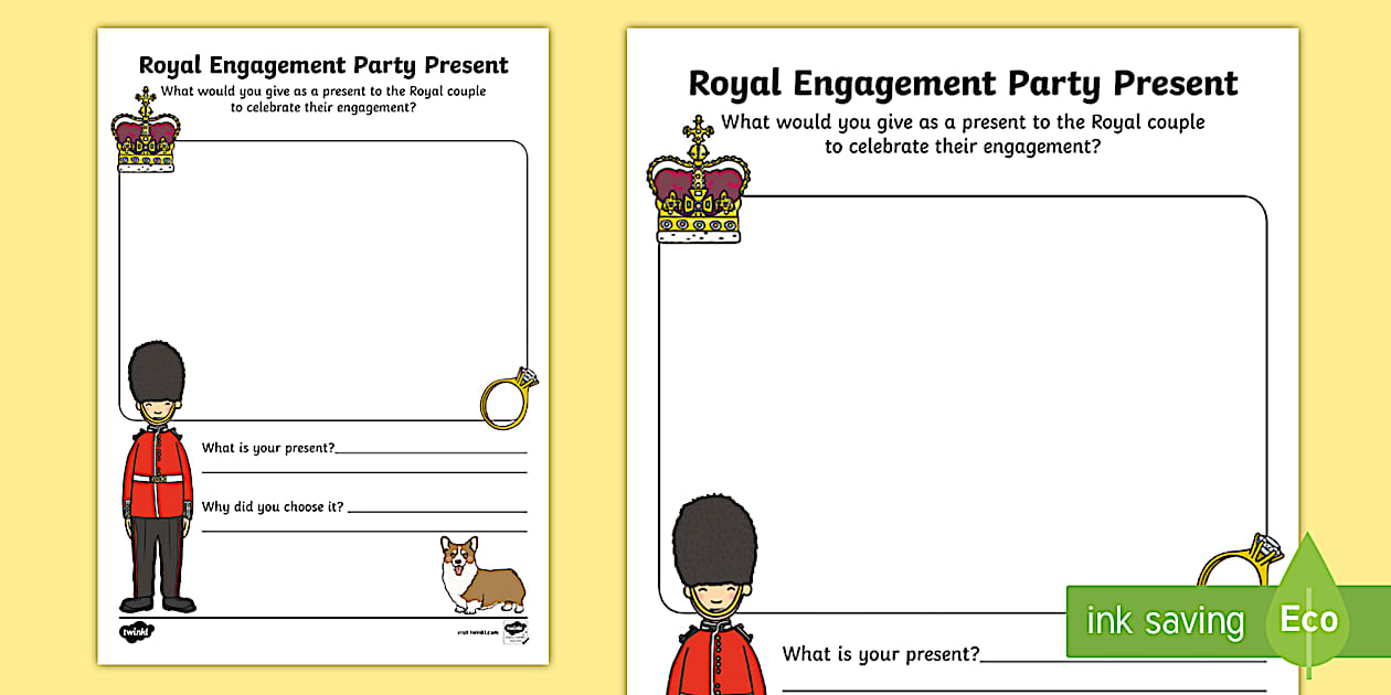 KS1 Royal Engagement Present Worksheet / Worksheet - Twinkl