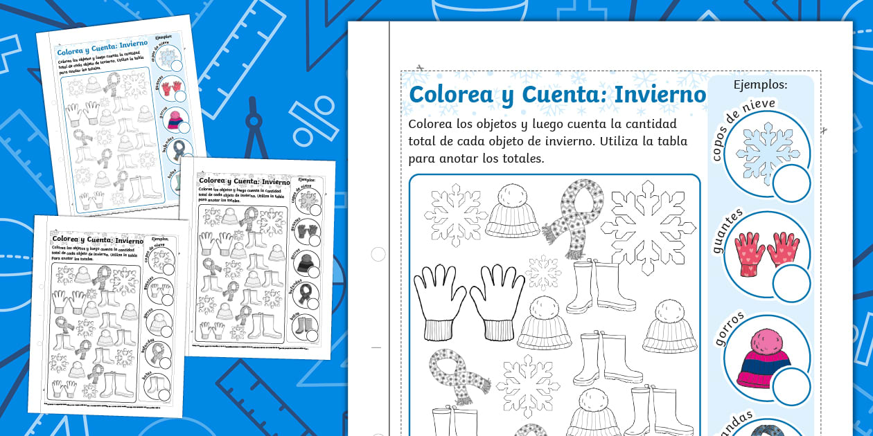 Guía de Trabajo: Cuenta y Colorea - Invierno (teacher made)
