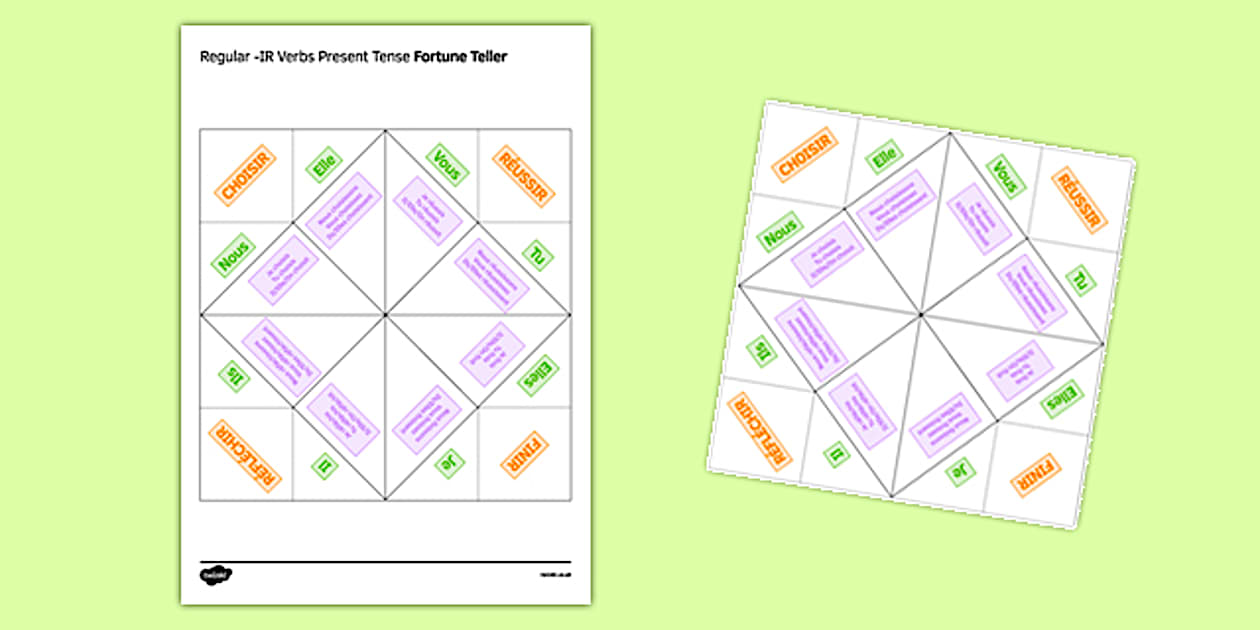 Regular IR Verbs Present Tense Fortune Teller - French