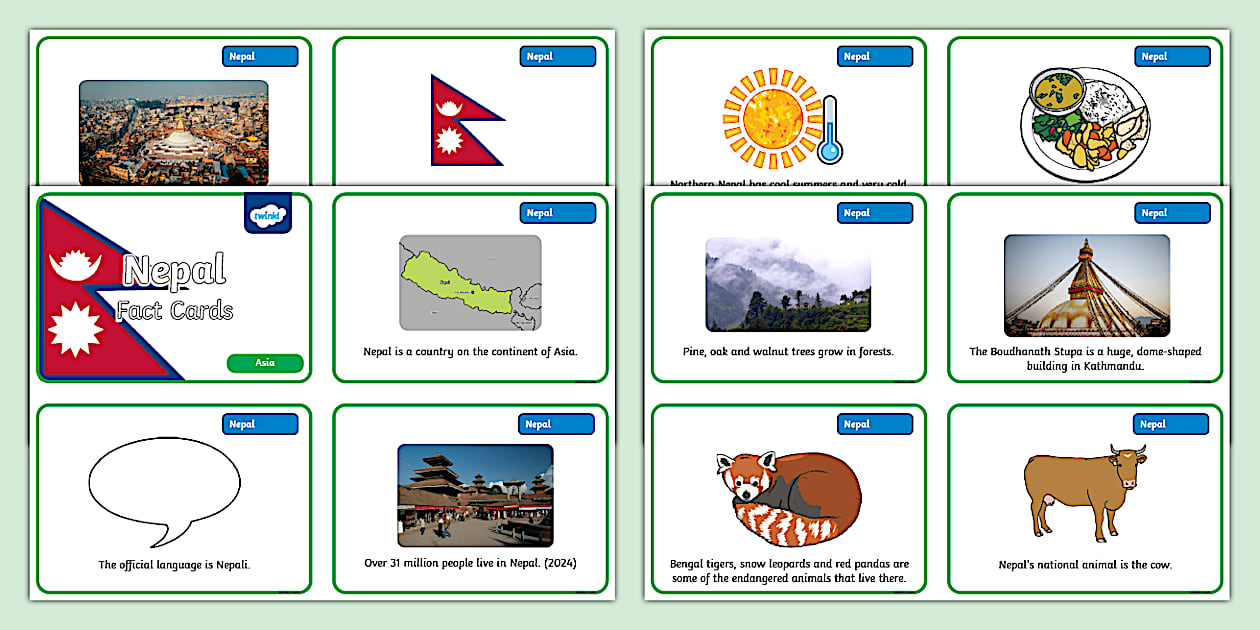 KS1 Nepal Fact Cards (teacher made) - Twinkl
