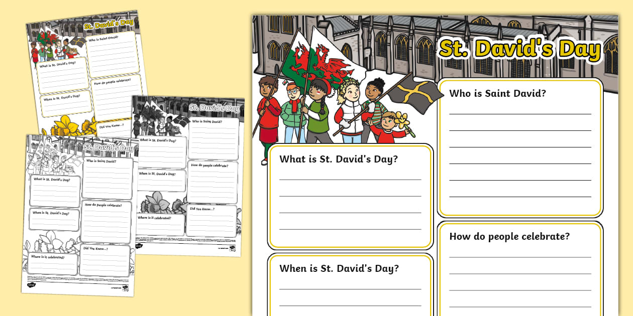 St. David's Day Fact File Template (teacher made) - Twinkl