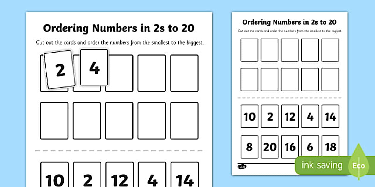 Ordering Numbers in 2s to 20 Activity (teacher made)