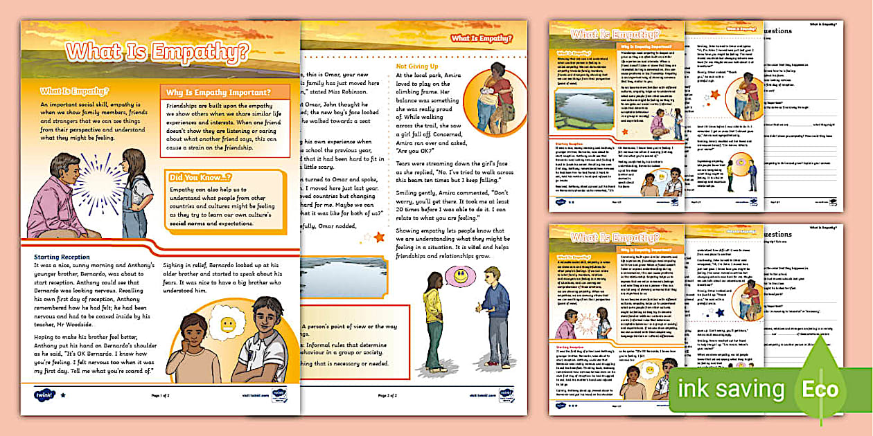 UKS2 What Is Empathy? Reading Comprehension Activity