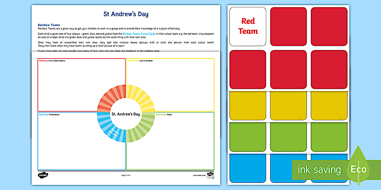St Andrew's Day Rainbow Team Activity - Twinkl