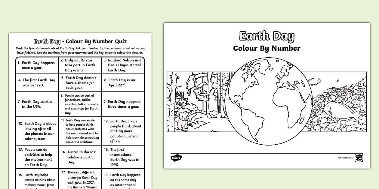 Earth Day Colour By Number Quiz (teacher made) - Twinkl