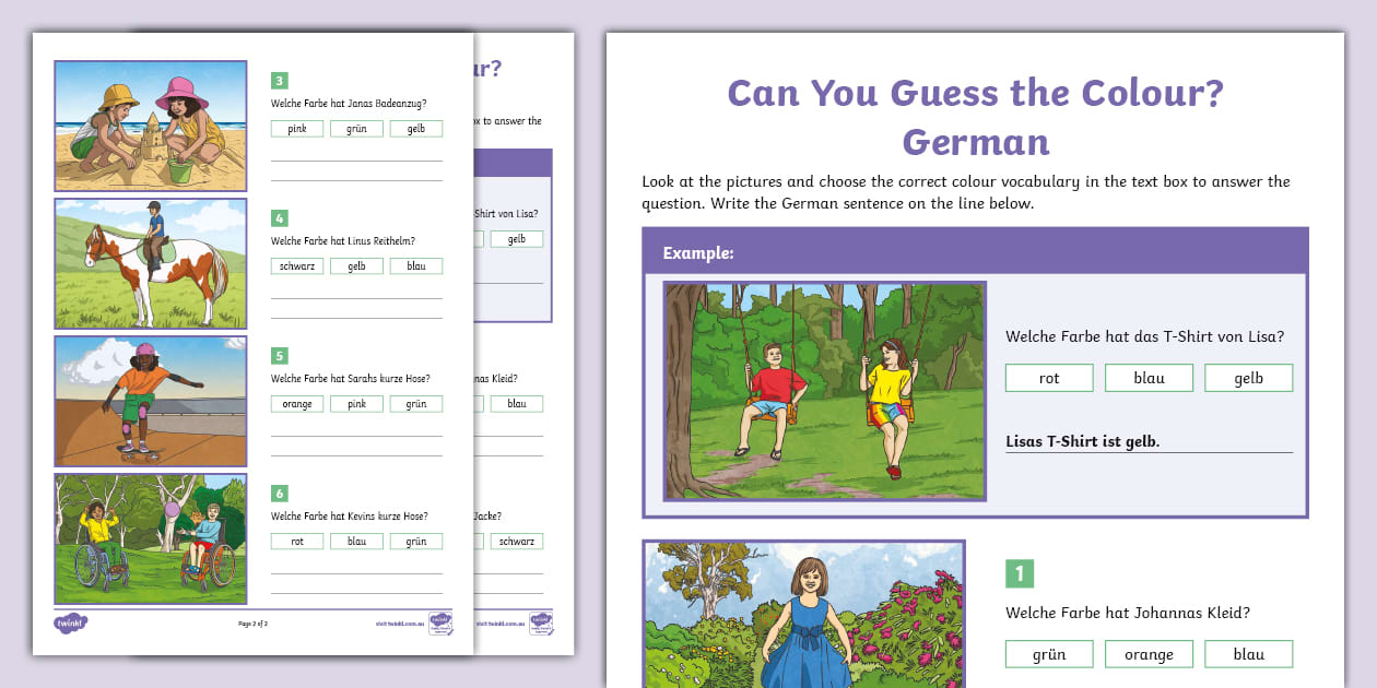 Can you guess the colour? - German Activity Sheet - Twinkl