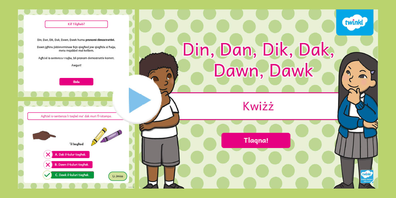 Il-Grammatika l Logħba: Il-Pronomi Dimostrattivi l Twinkl