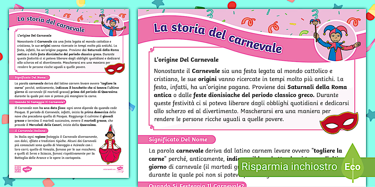La Storia del Carnevale | Scuola Primaria