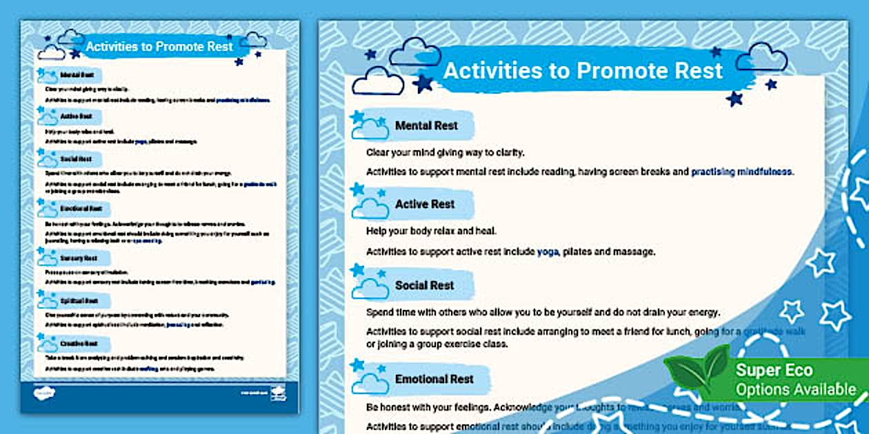 Activities to Promote Rest (teacher made) - Twinkl