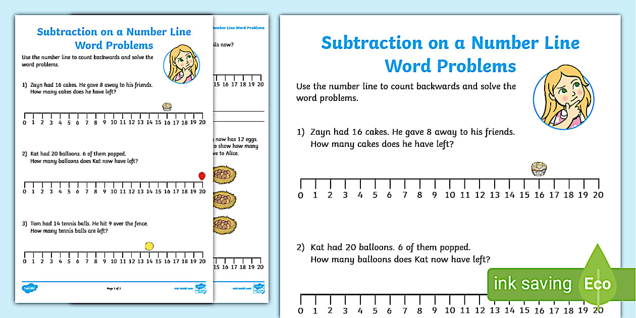 👉 Y1 Subtraction on a Number Line Word Problems Activity Sheet