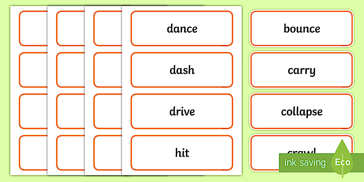 Movement Verbs Word Cards (Teacher-Made) - Twinkl