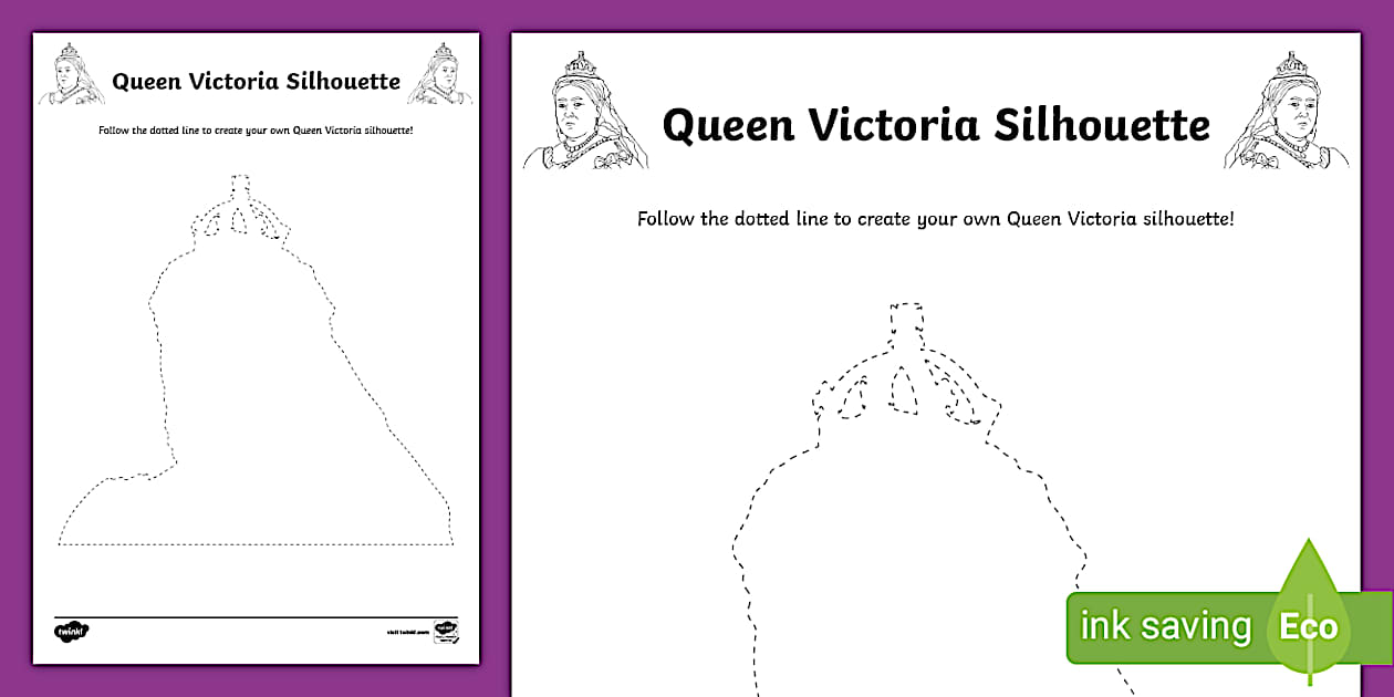 Queen Victoria Silhouette Drawing Activity - Twinkl