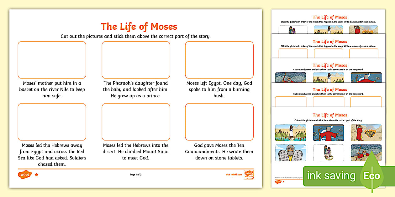 The Life of Moses Cut and Stick Differentiated Storyboard
