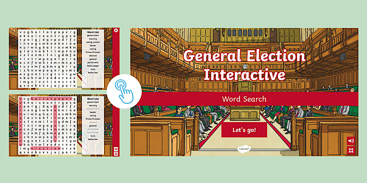 General Election Interactive Word search (Teacher-Made)